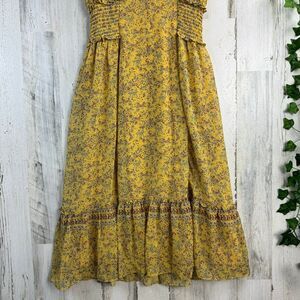 Max Studio | Dresses | Max Studio Yellow Floral Midi Dress Brand New ...
